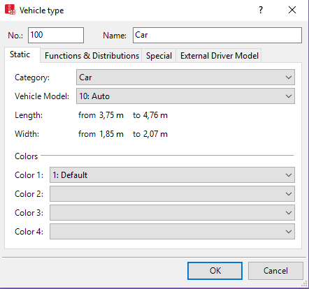 Editing static data of a vehicle type
